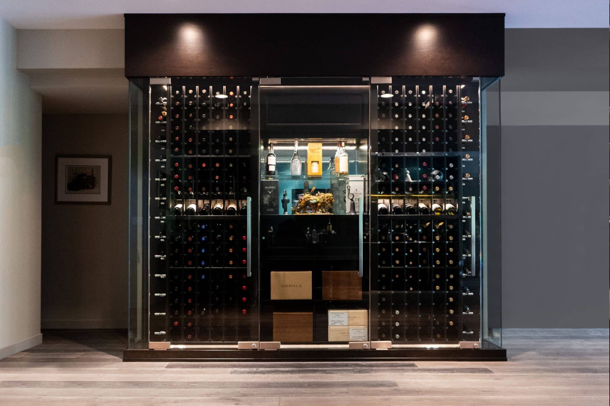 Modern Glass Enclosed Wine Cellars - Glass Wine Walls